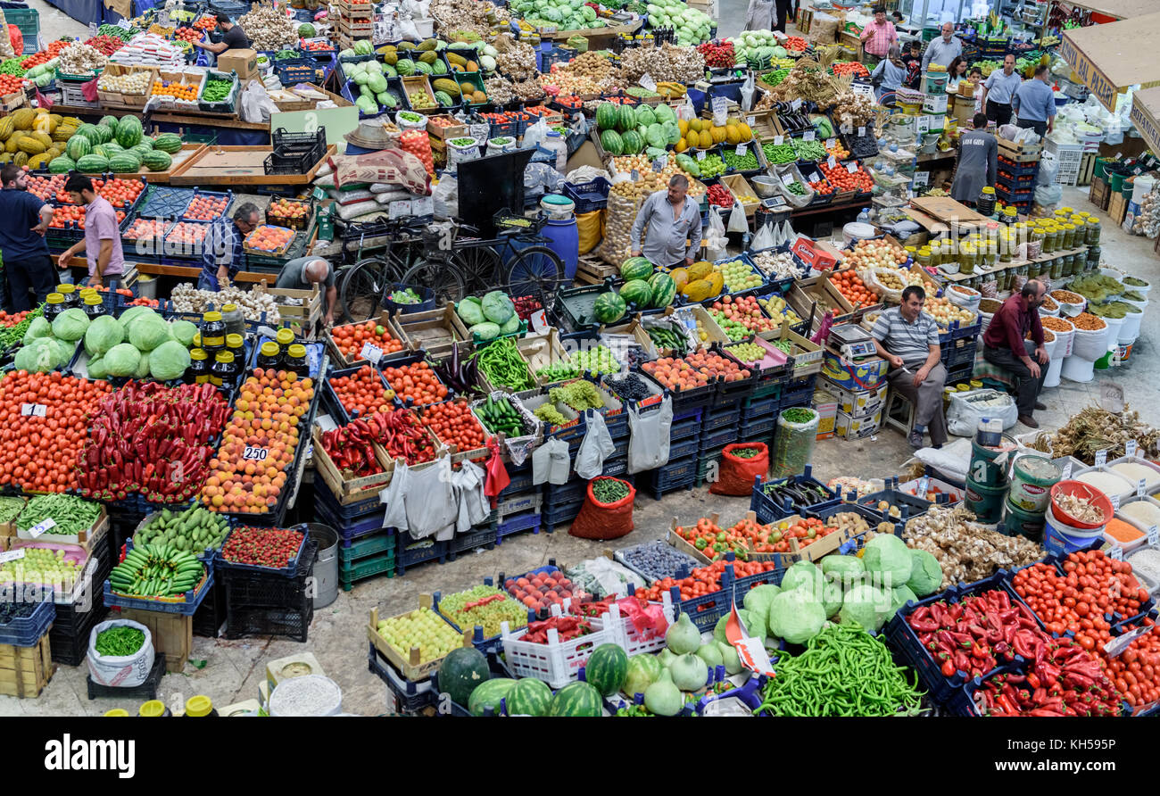 Top view of popular Melike Hatun Bazaar or kadinlar pazari(Women Bazaar ...