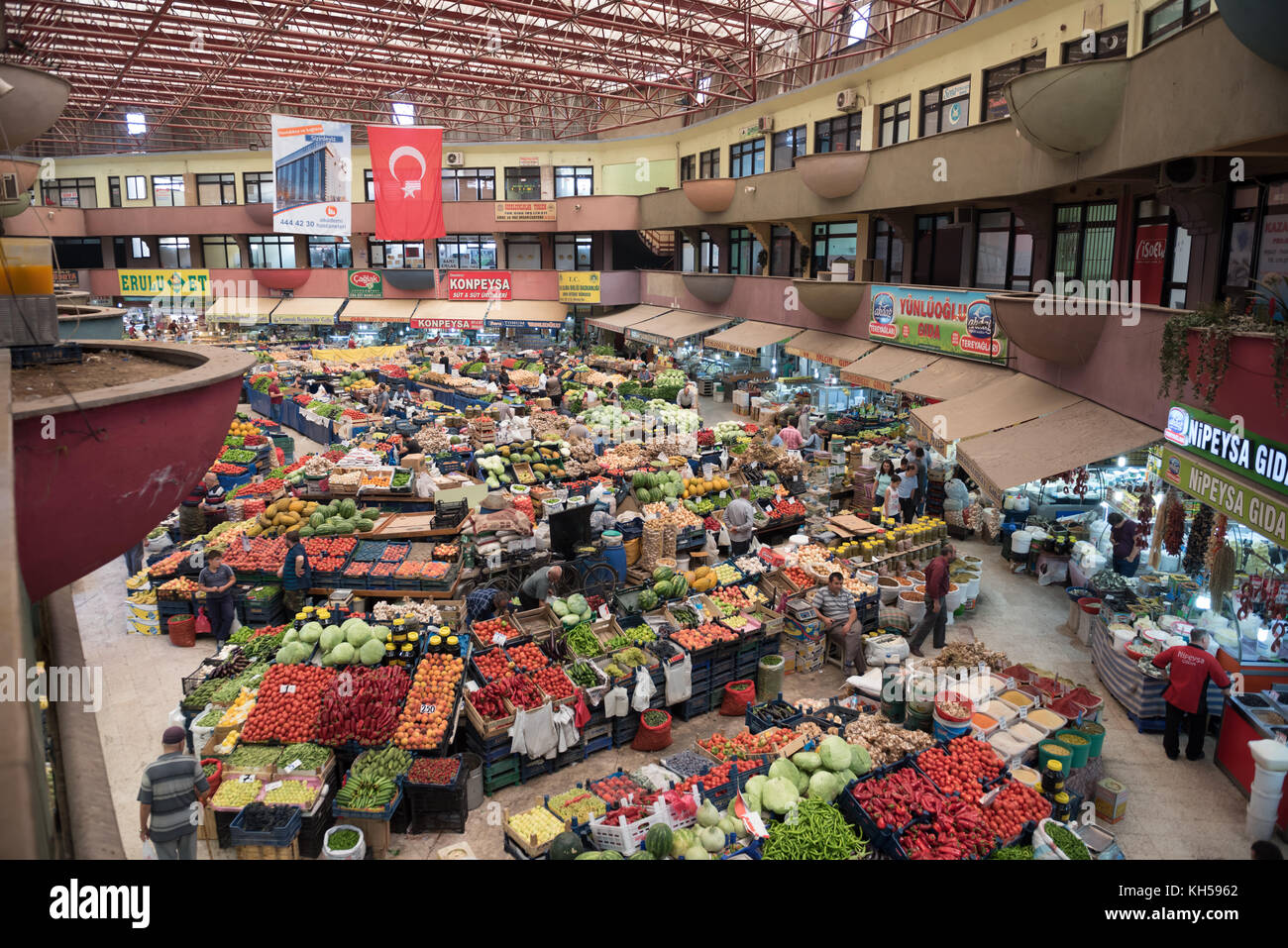 Top view of popular Melike Hatun Bazaar or kadinlar pazari(Women Bazaar ...