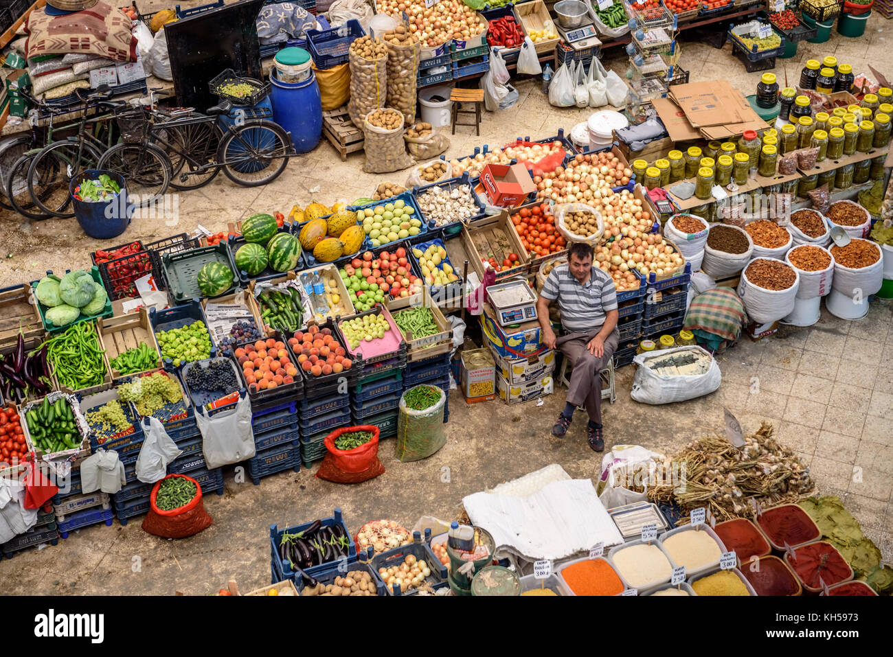 Top view of popular Melike Hatun Bazaar or kadinlar pazari(Women Bazaar ...