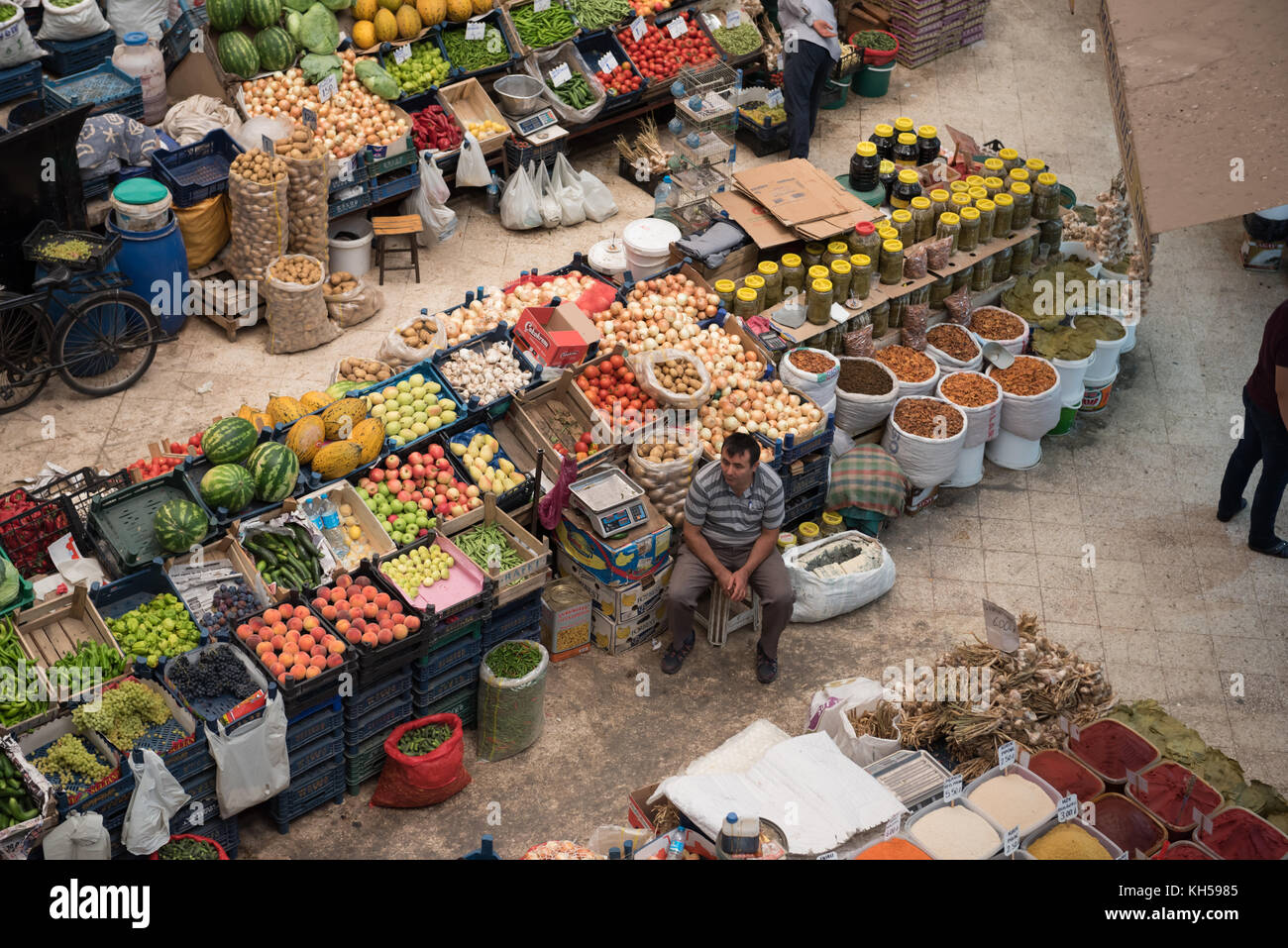 Top view of popular Melike Hatun Bazaar or kadinlar pazari(Women Bazaar ...