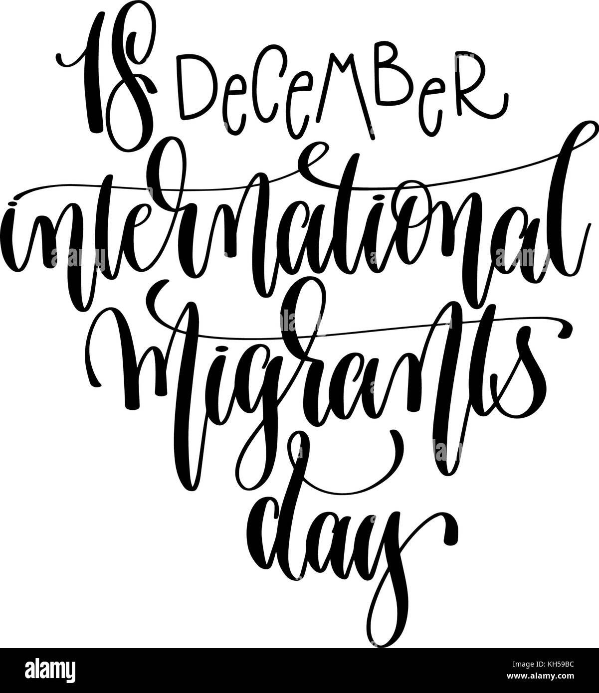 international migrants day hand lettering congratulation inscrip Stock ...