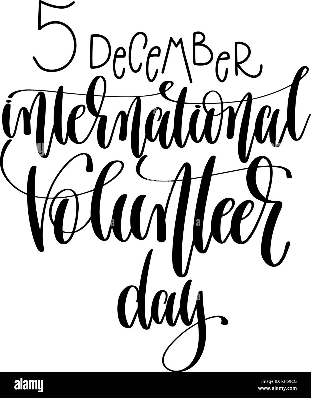 international volunteer day hand lettering congratulation Stock Vector ...