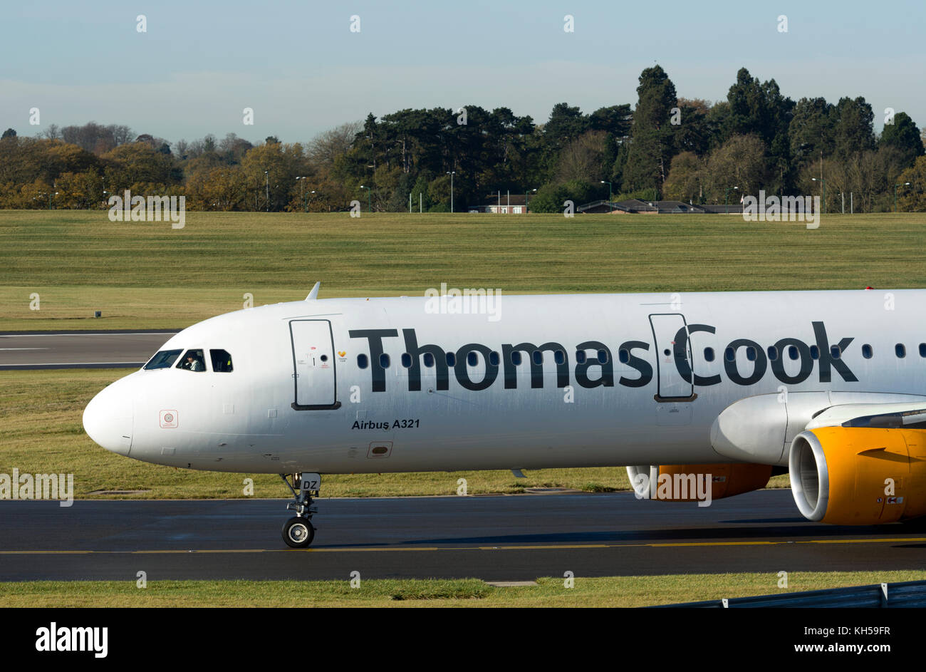Thomas Cook Airbus A321 taxiing at Birmingham Airport, UK (G-TCDZ Stock ...