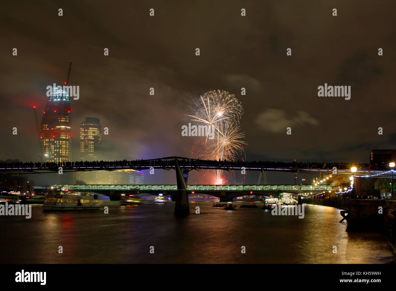 The Lord Mayors show firework display on the Thames, London, 11th ...