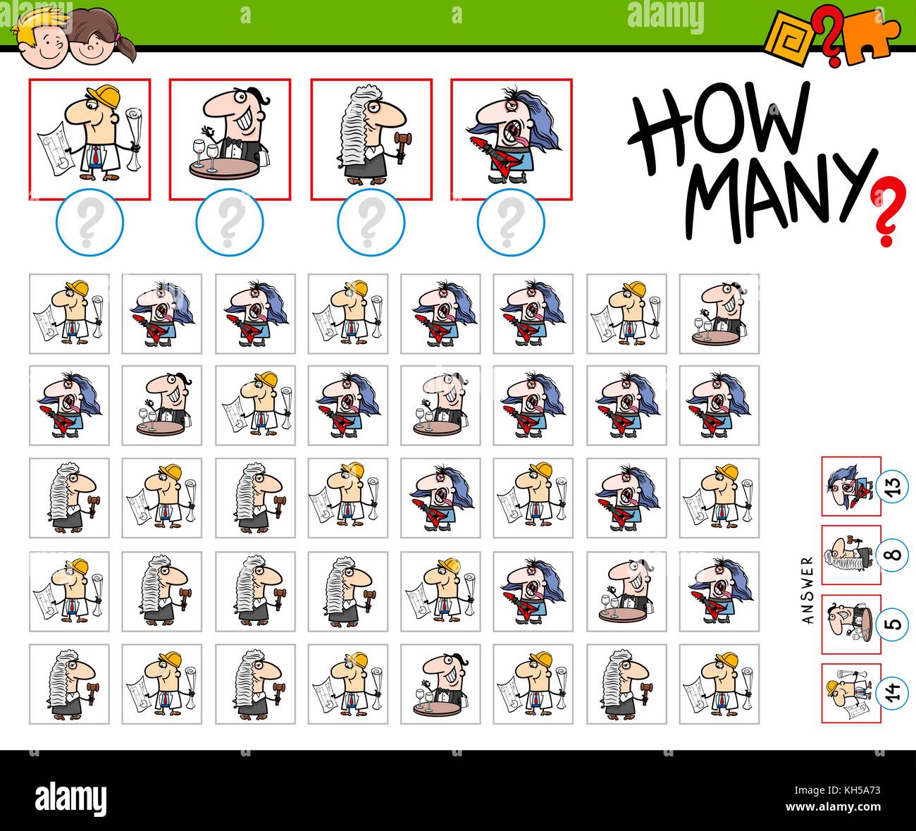 Cartoon Illustration of Educational How Many Counting Activity for ...