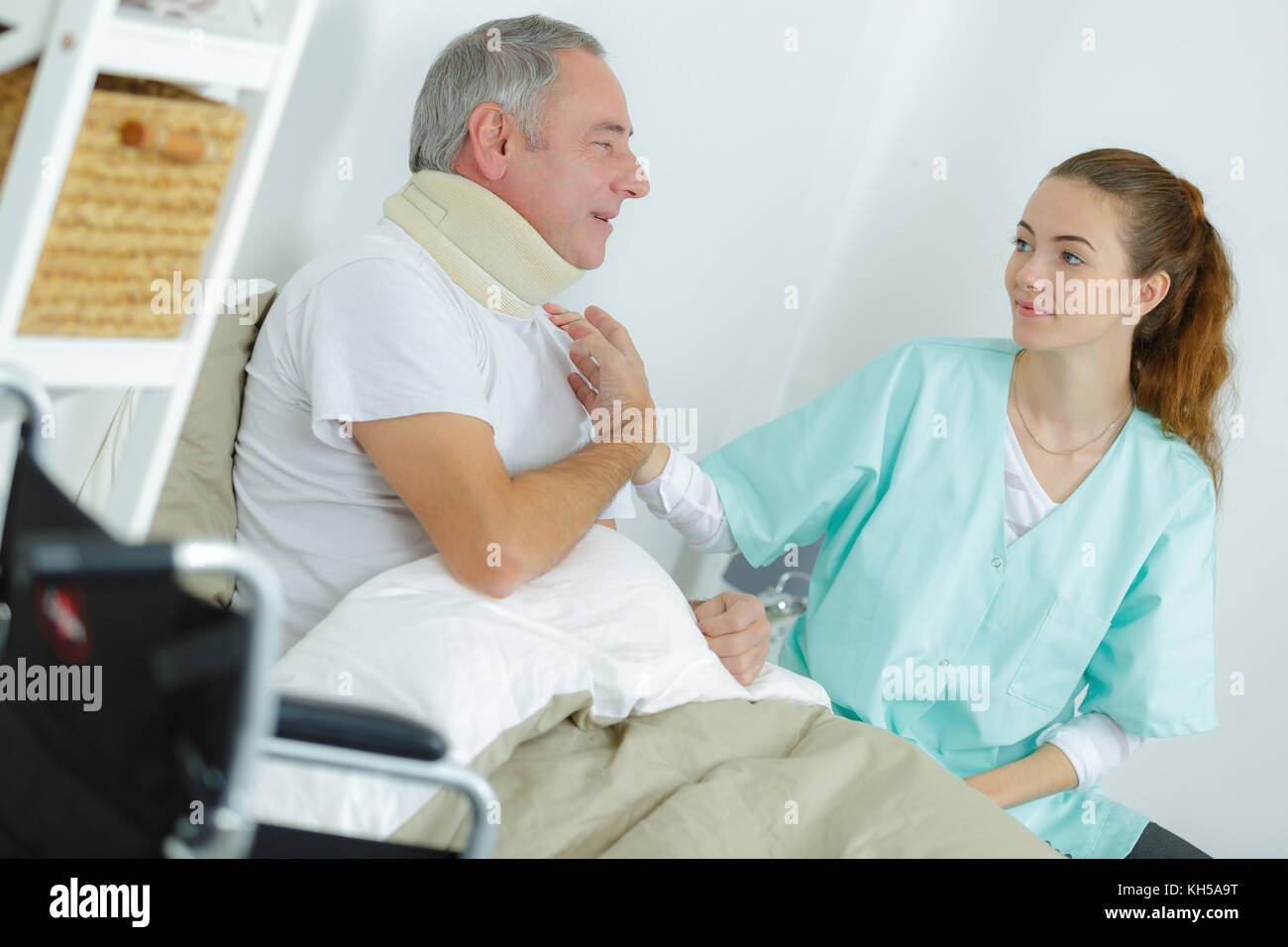 patient with a cervical collar in clinic Stock Photo - Alamy