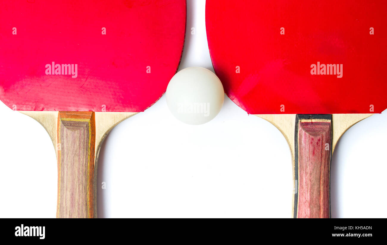 Table tennis rackets and a ball isolated on white Stock Photo - Alamy
