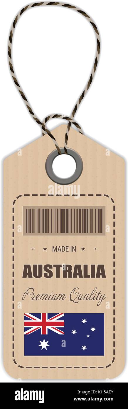 Hang Tag Made In Australia With Flag Icon Isolated On A White ...