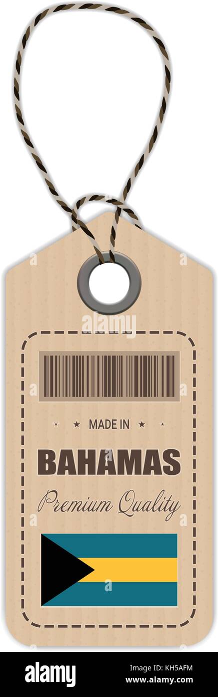 Hang Tag Made In Bahamas With Flag Icon Isolated On A White Background ...