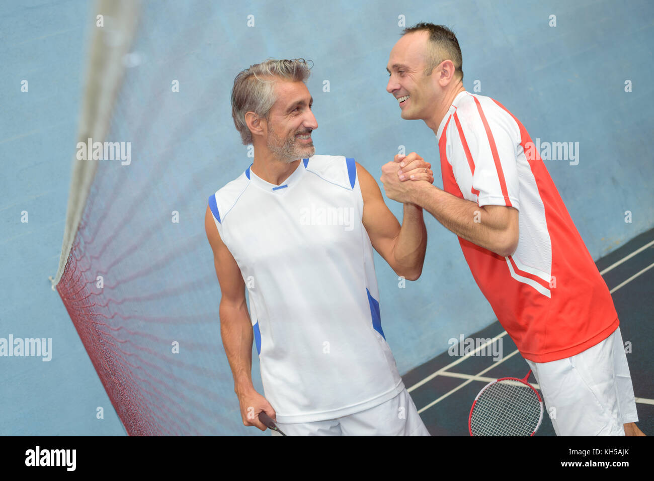 badminton game winners Stock Photo - Alamy