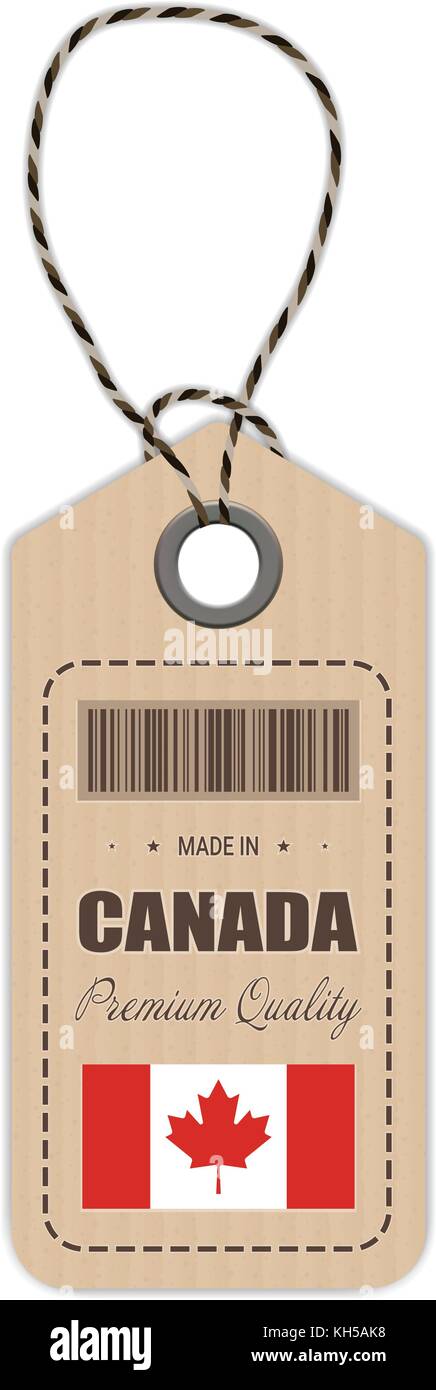 Hang Tag Made In Canada With Flag Icon Isolated On A White Background ...