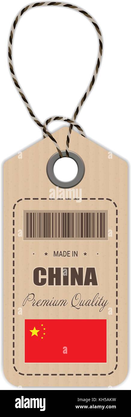 Hang Tag Made In China With Flag Icon Isolated On A White Background ...