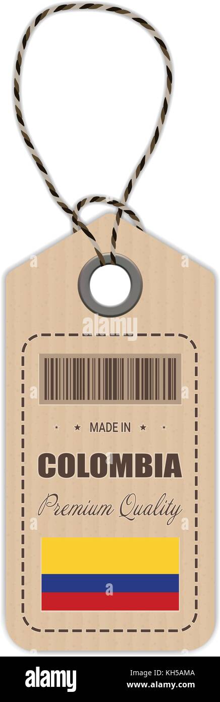 Hang Tag Made In Colombia With Flag Icon Isolated On A White Background ...