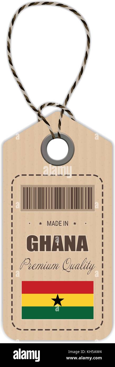 Hang Tag Made In Ghana With Flag Icon Isolated On A White Background ...