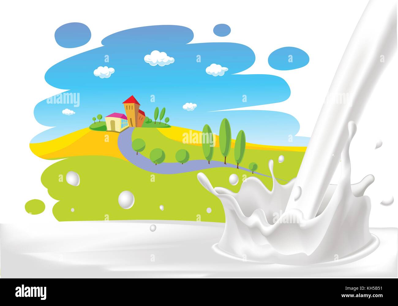 milk splash with painted background - vector illustration Stock Vector ...