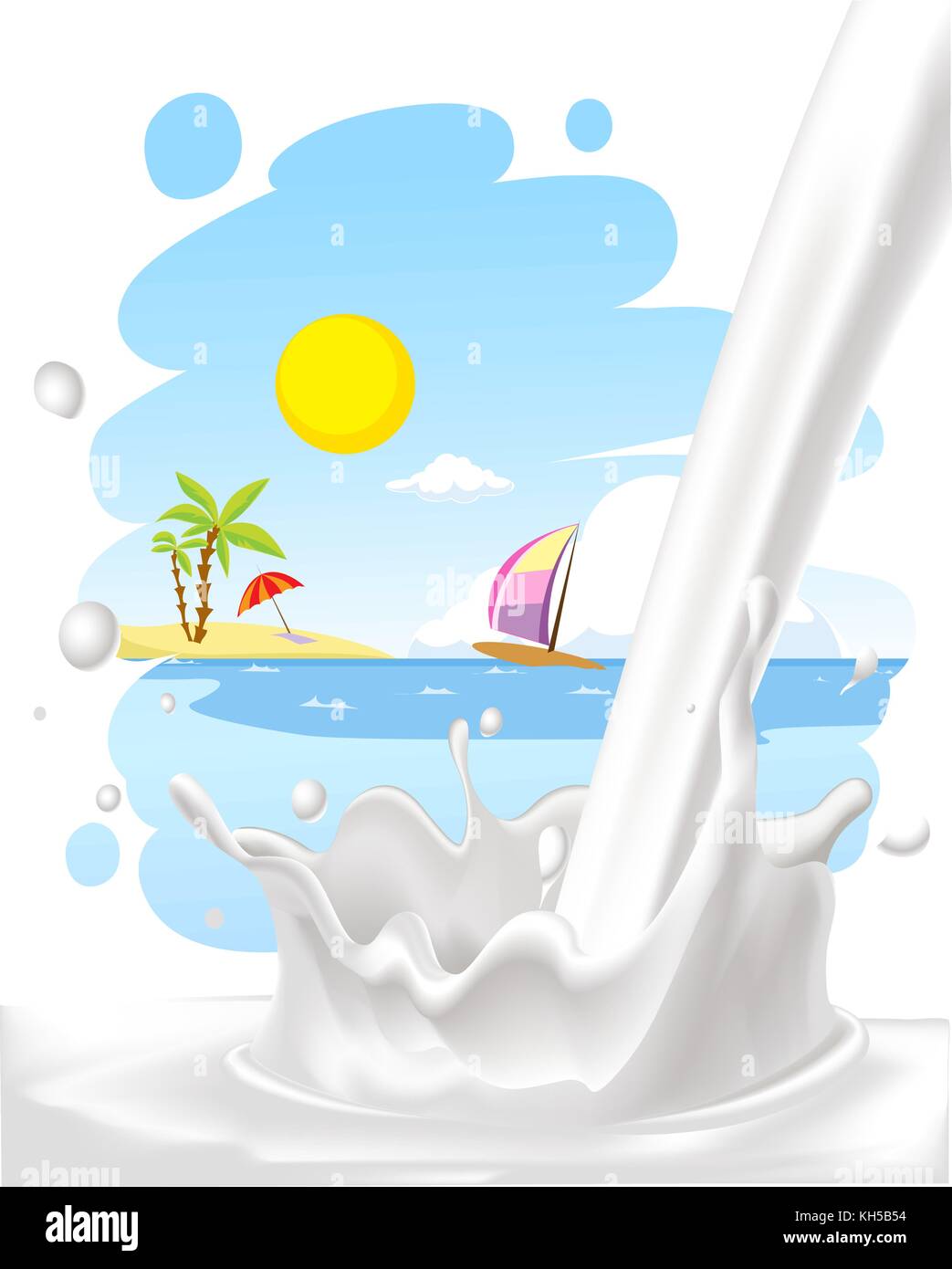 milk splash with painted background - vector illustration Stock Vector ...