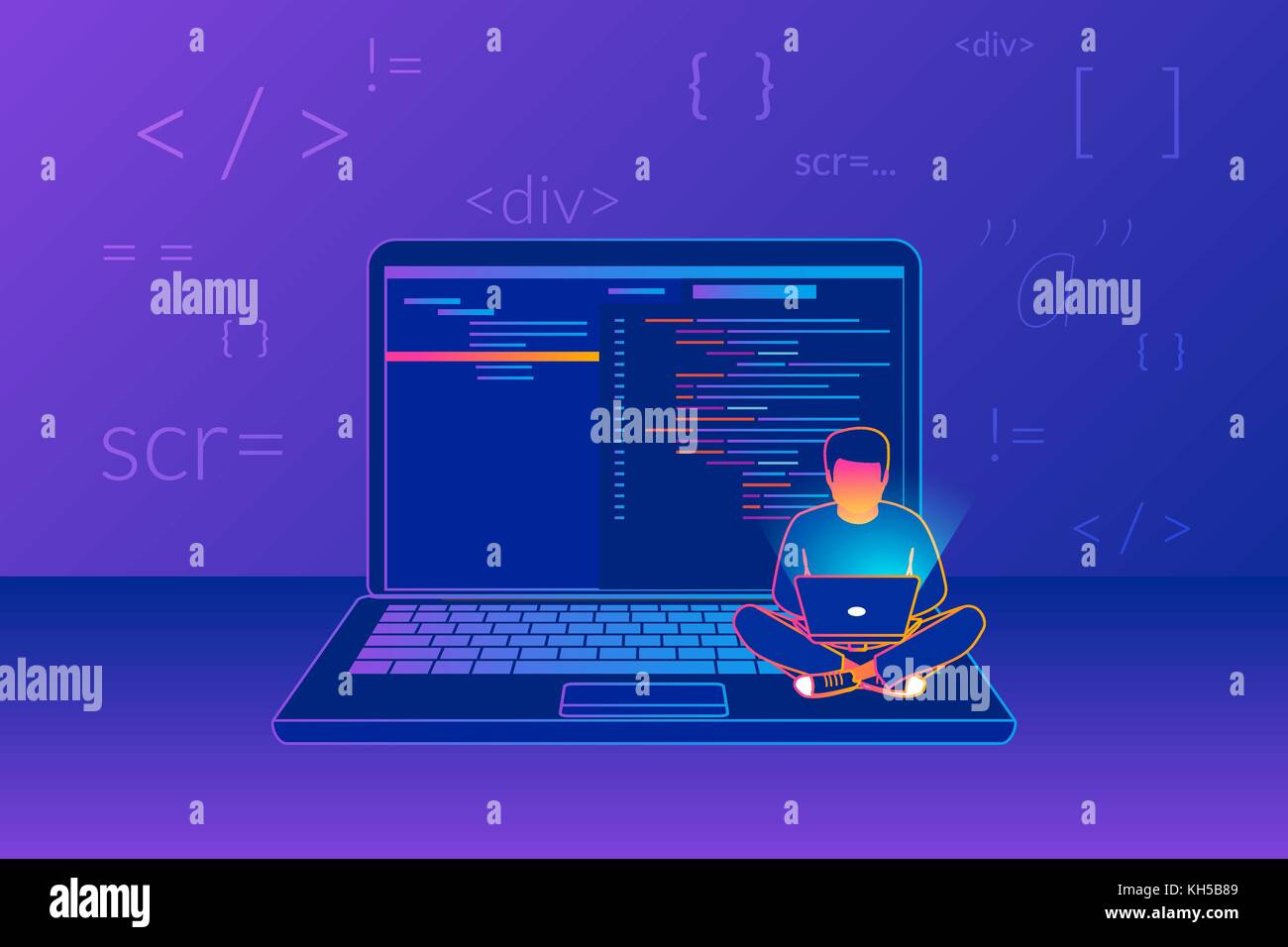 Young Programmer Coding A New Project Stock Vector Image And Art Alamy