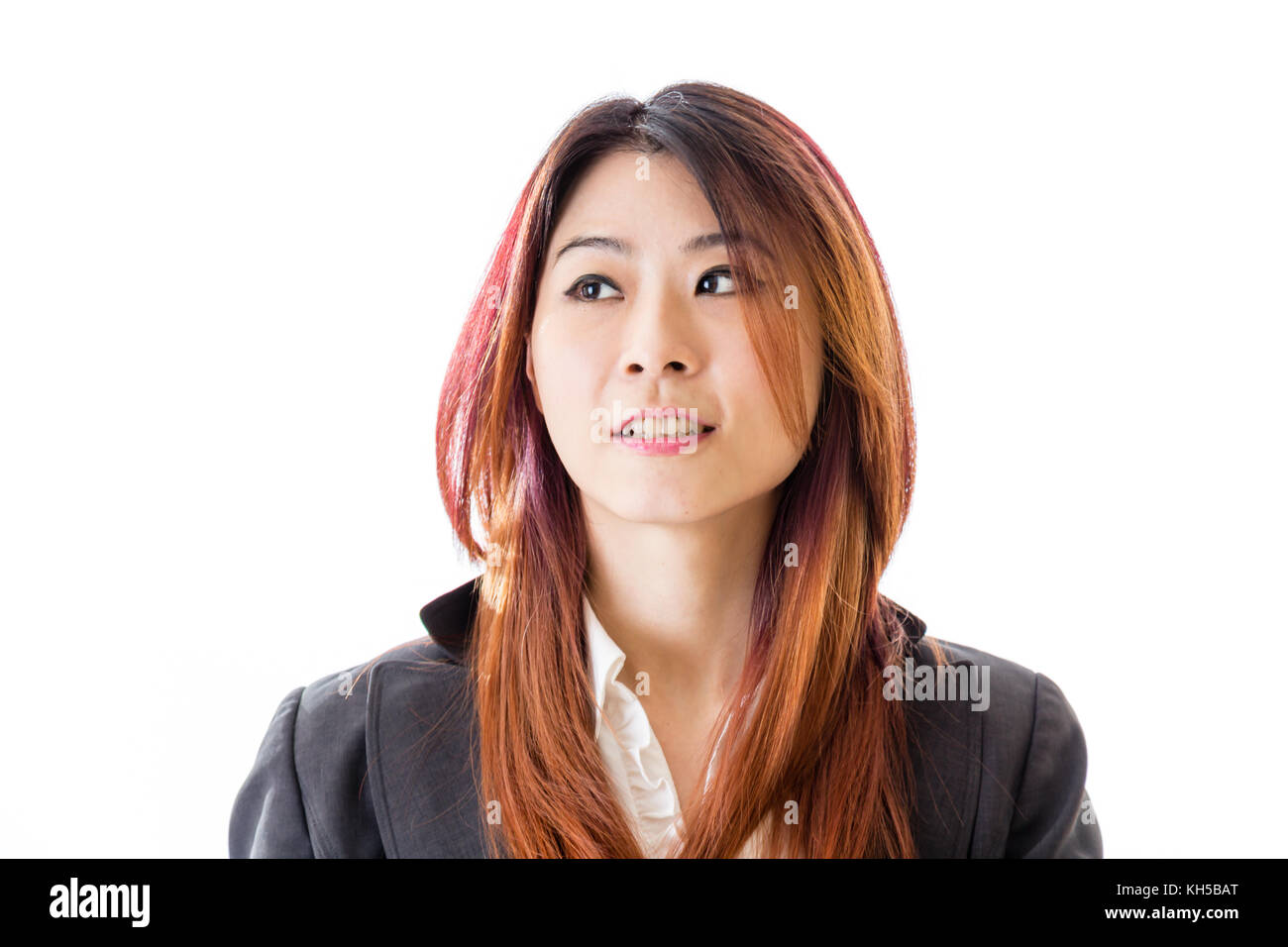 Portrait of Chinese female corporate executive, looking to side Stock ...