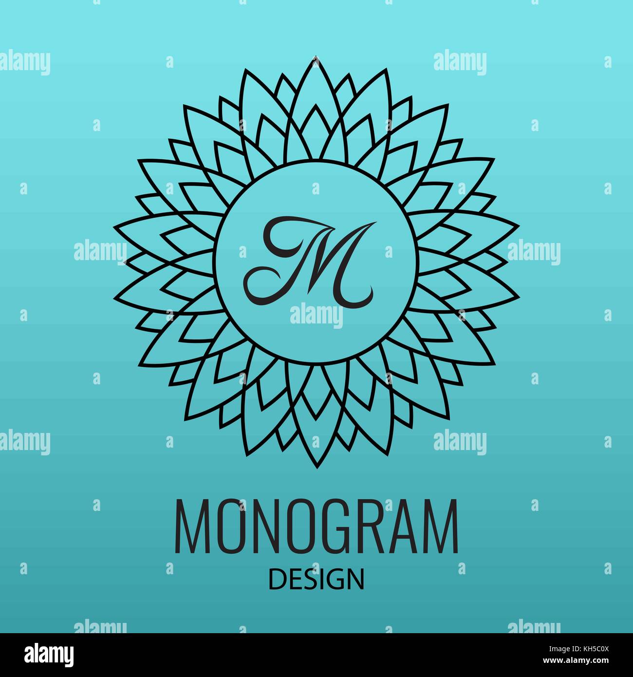 Round black emblem with the letter M on green background. Templa Stock ...