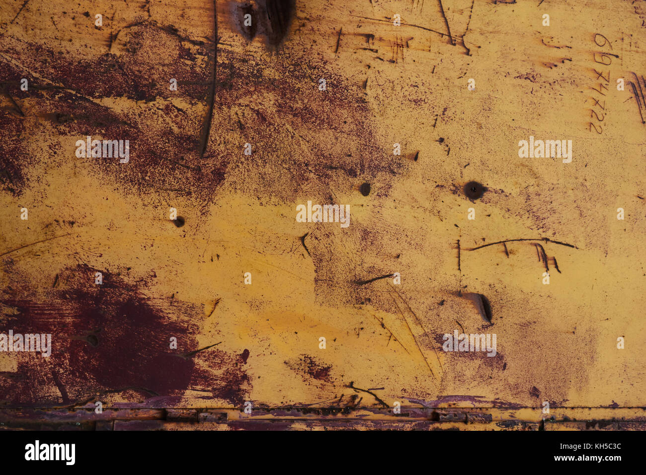 Rusty yellow painted metal wall. Rusty metal background with strips of ...