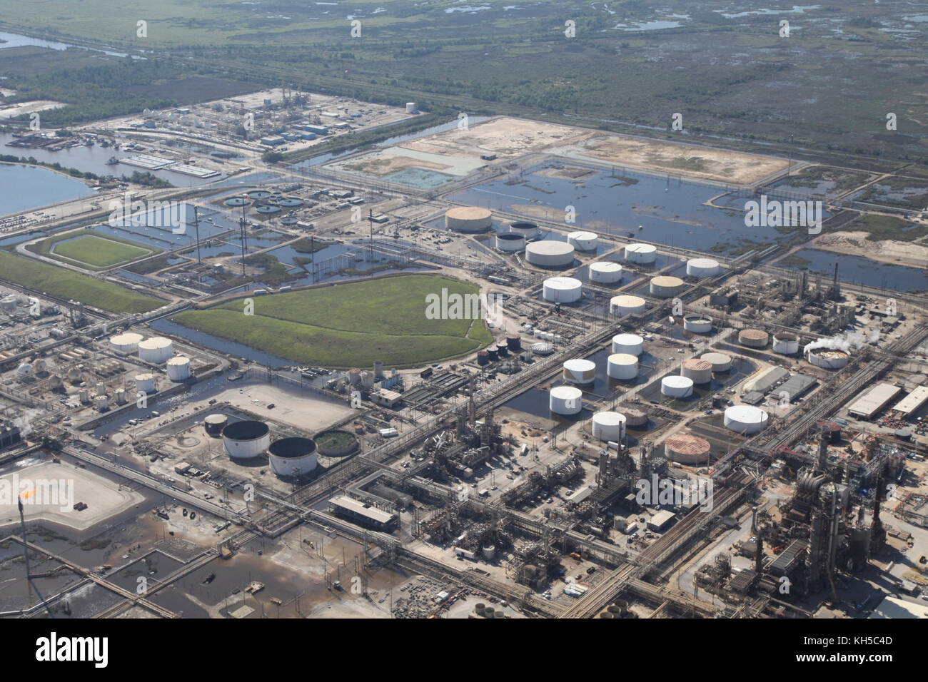 Hurricane Harvey aerial view of flooded refinery Stock Photo - Alamy