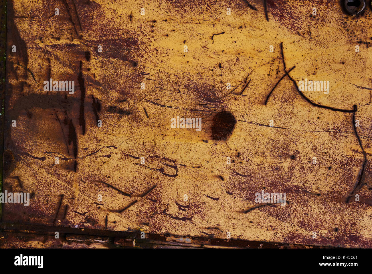 Rusty yellow painted metal wall. Rusty metal background with strips of ...