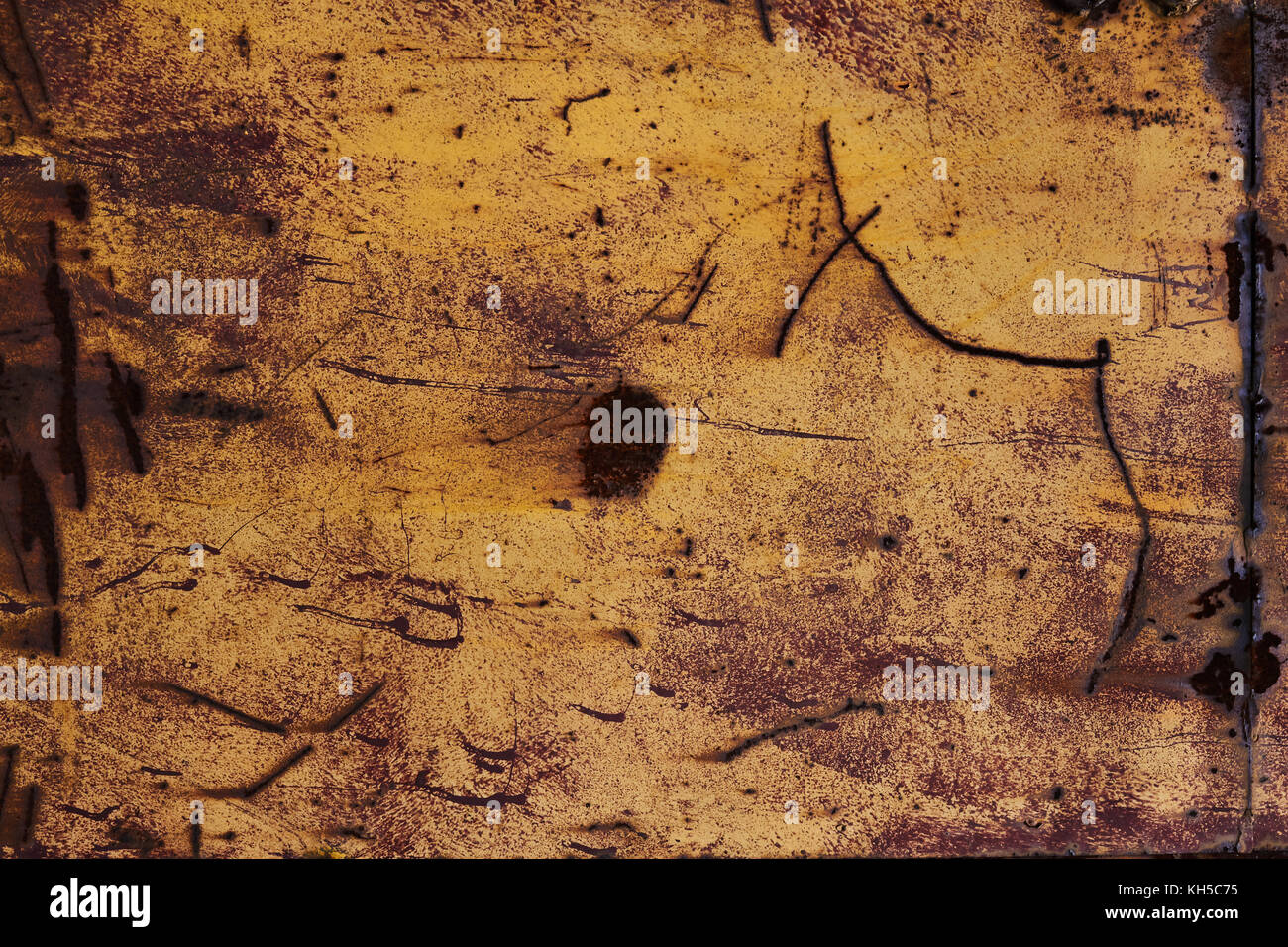 Rusty yellow painted metal wall. Rusty metal background with strips of ...