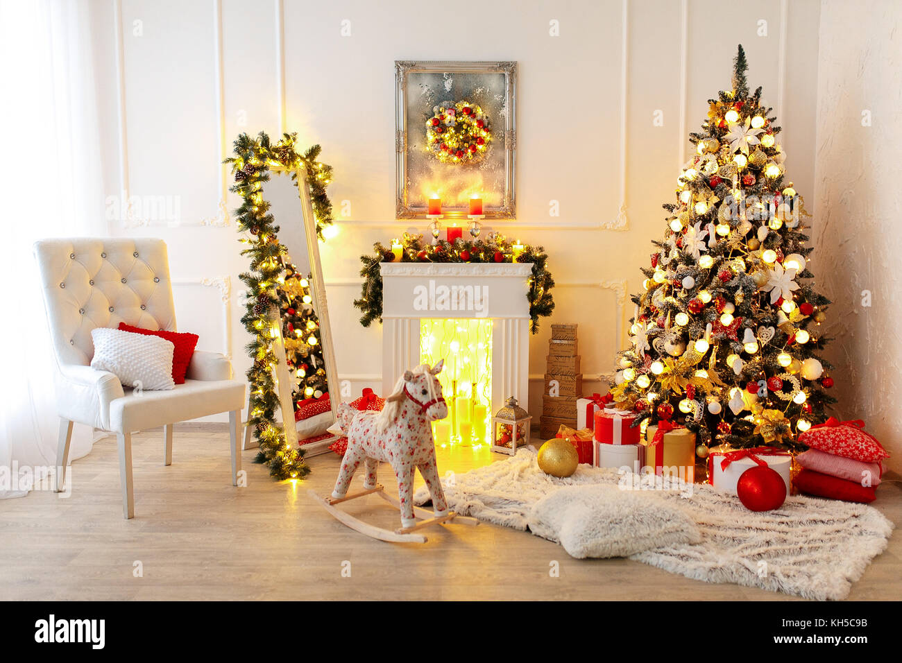Christmas Room Interior Design Stock Photo - Alamy