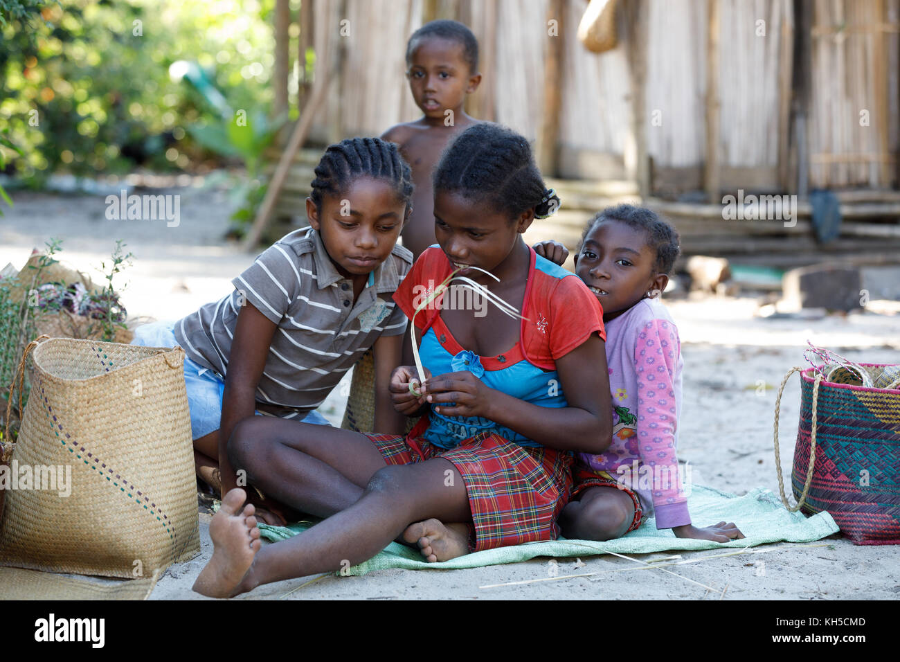 MADAGASCAR OCTOBER 23. 2016 Countryside malagasy children from village ...