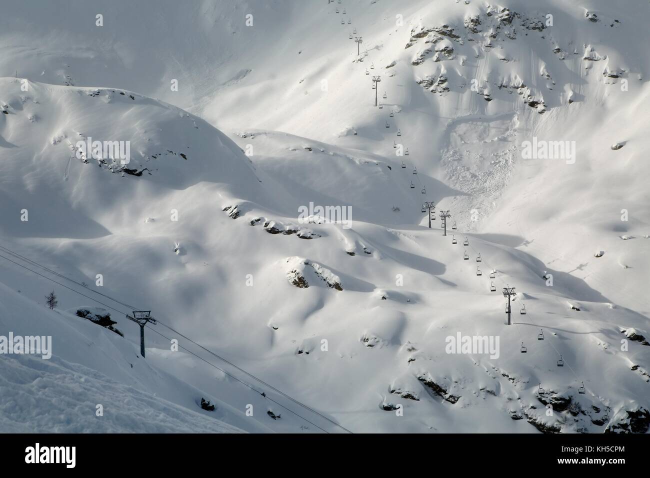 Skiing slopes, majestic Alpine landscape Stock Photo - Alamy