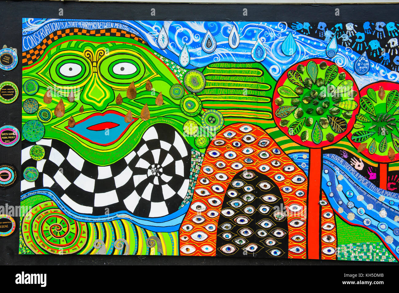 Hundertwasser wall painting in Kawakawa, North Island, New Zealand ...