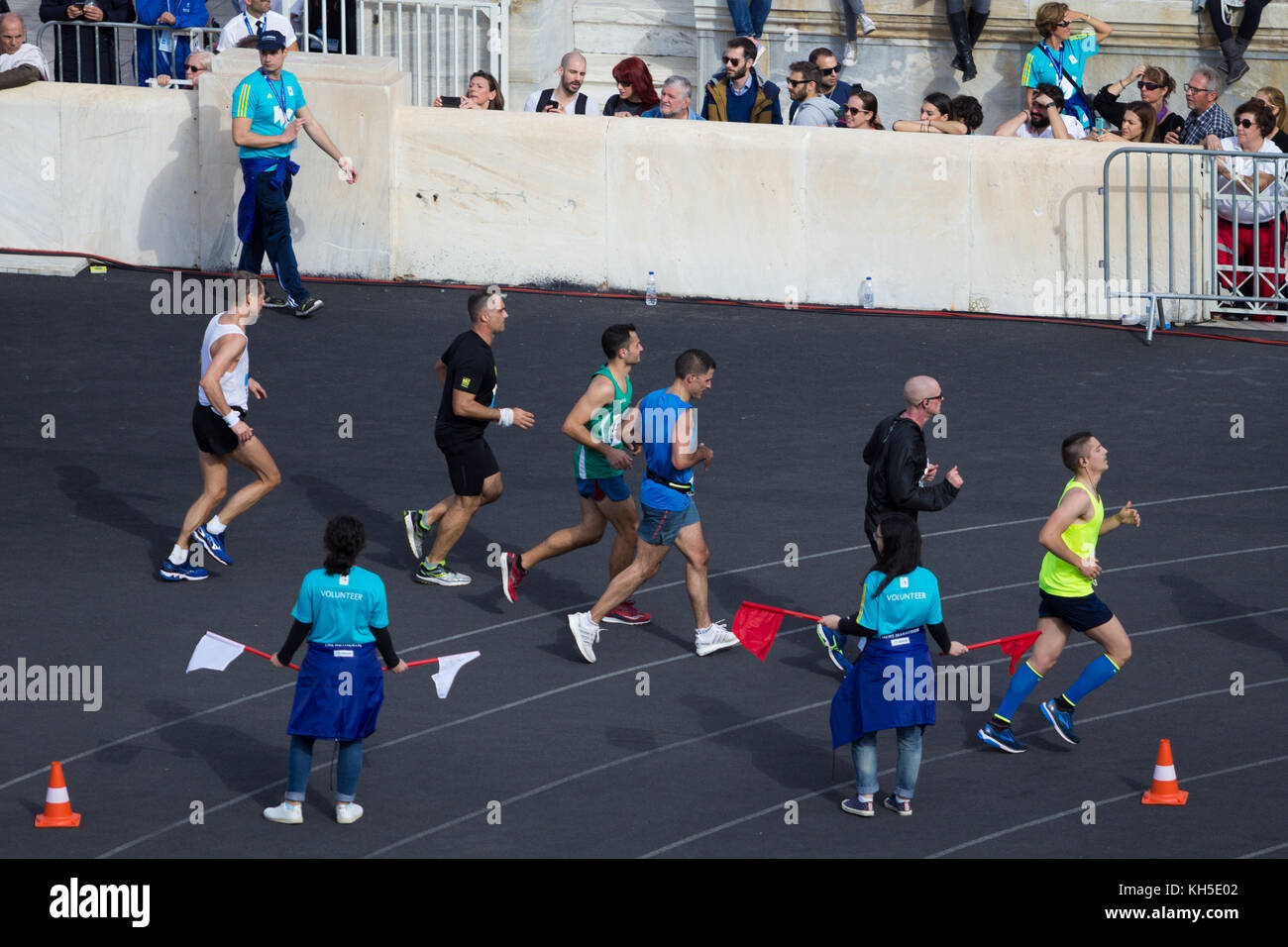 Athens, Greece - November 12, 2017: Marathon runners reaching the ...