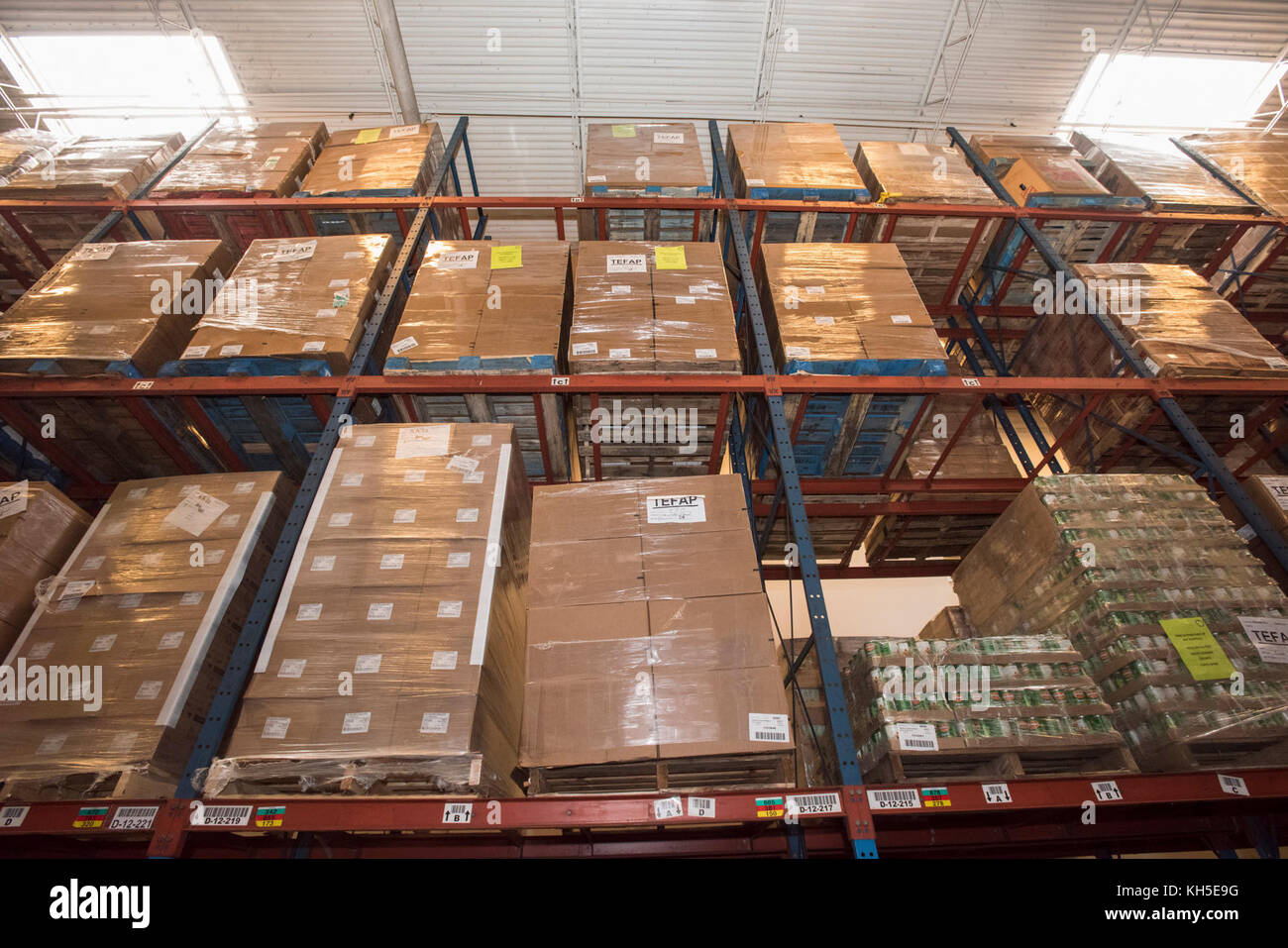Pallets of USDA Emergency Food Assistance Program (TEFAP) commodities ...