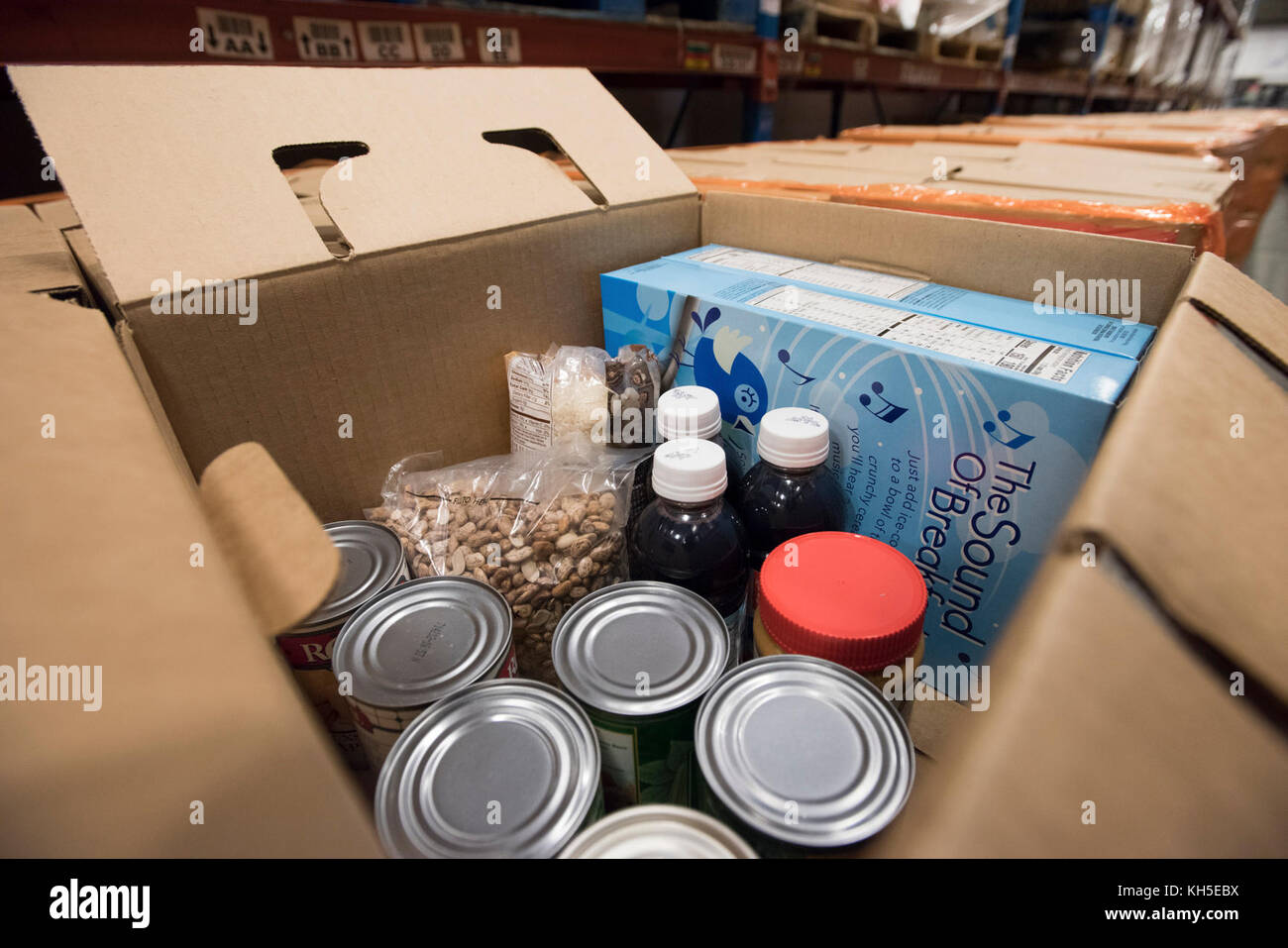 Pallets of USDA Emergency Food Assistance Program (TEFAP) commodities ...