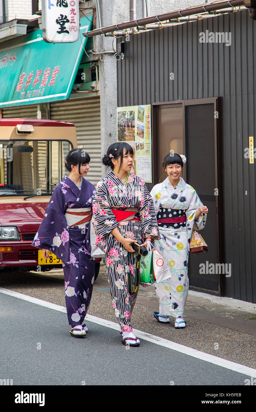 Unidentified women in traditional clothes near Fushimi Inari shrine in ...