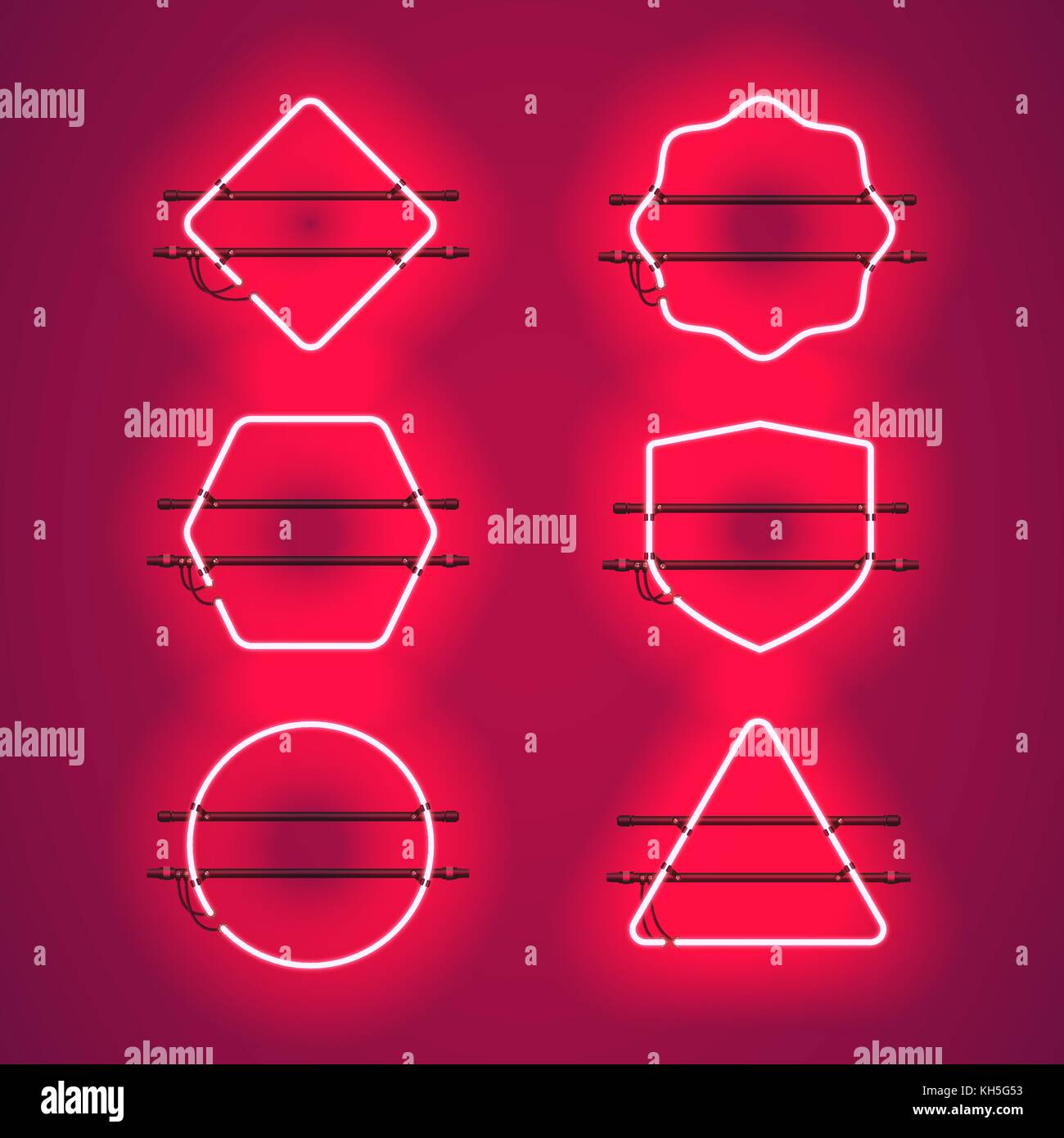 Set of realistic glowing red neon frames Stock Vector Image & Art - Alamy