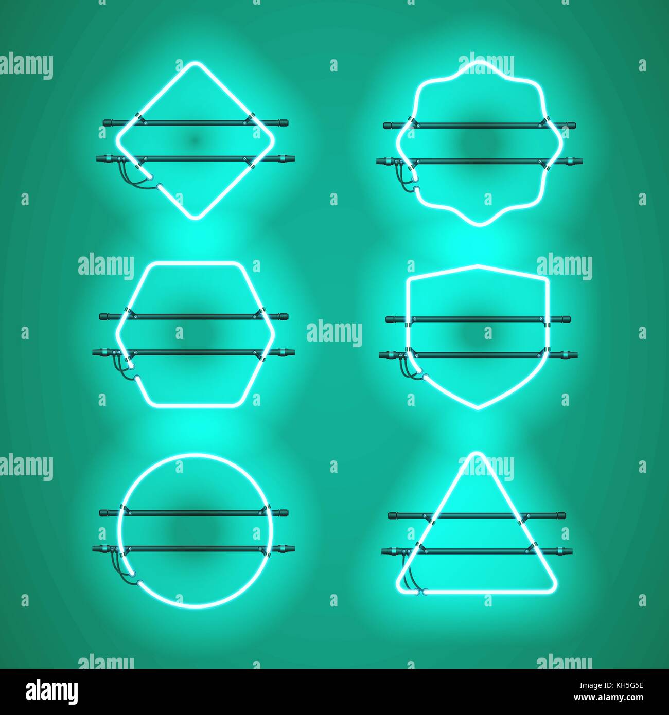 Set of realistic glowing blue neon frames Stock Vector Image & Art - Alamy