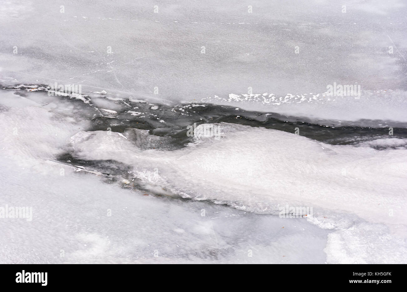 texture of ice on a frozen river. lovely nature background in winter ...