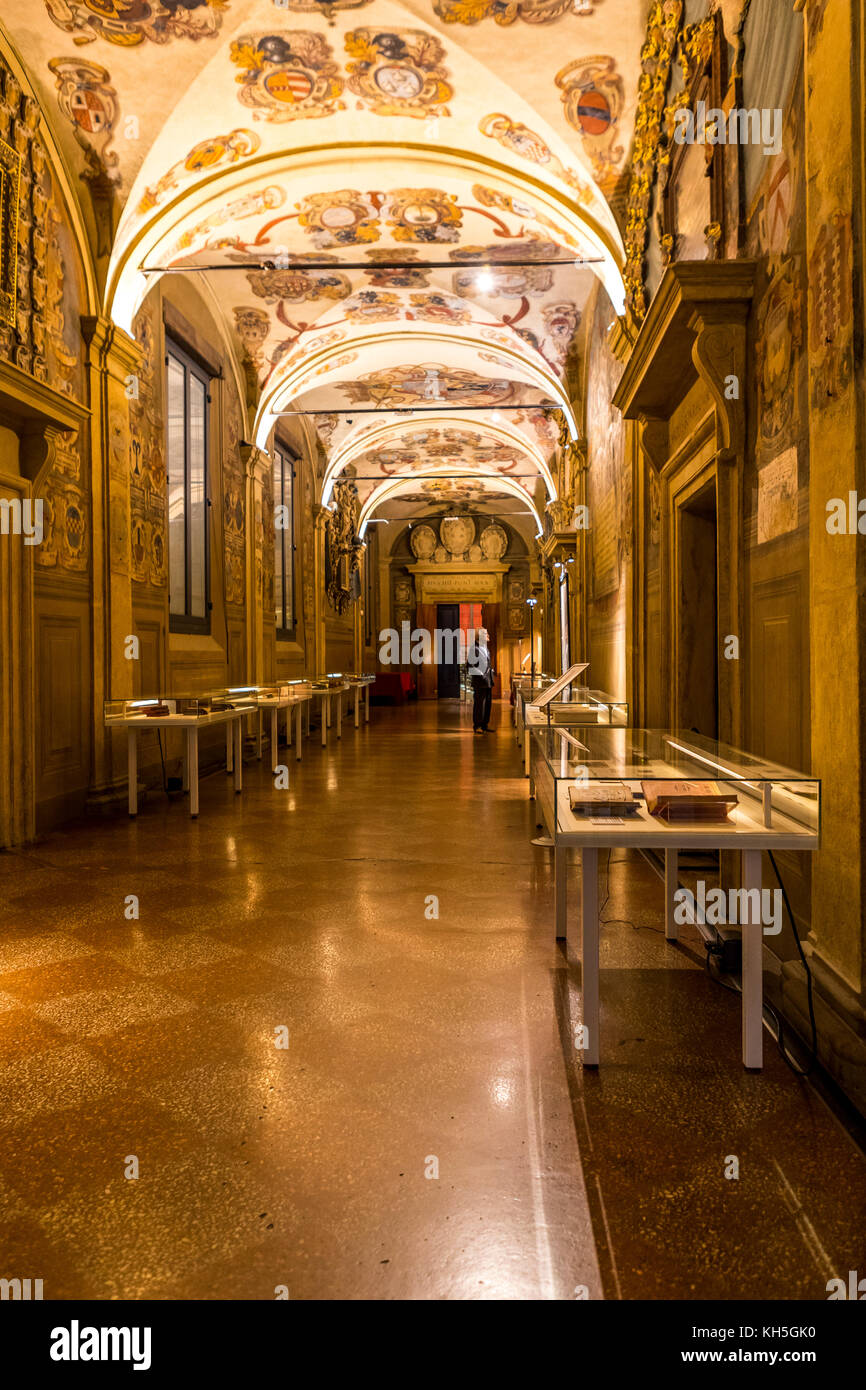 The Archiginnasio of Bologna library, Bologna city life, Italy Stock ...