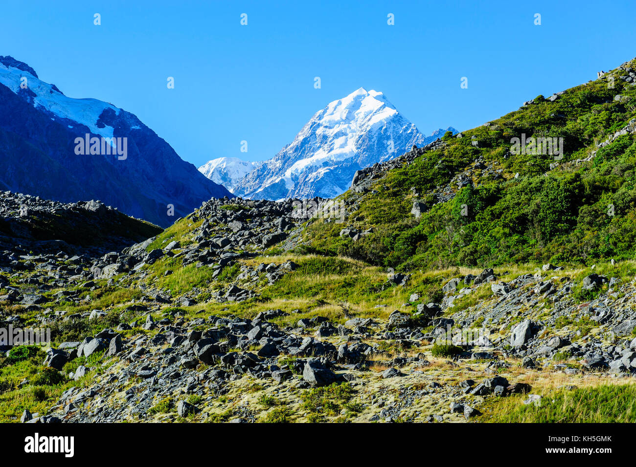 Mount Cook highest mountain in New Zealand, South Island Stock Photo ...