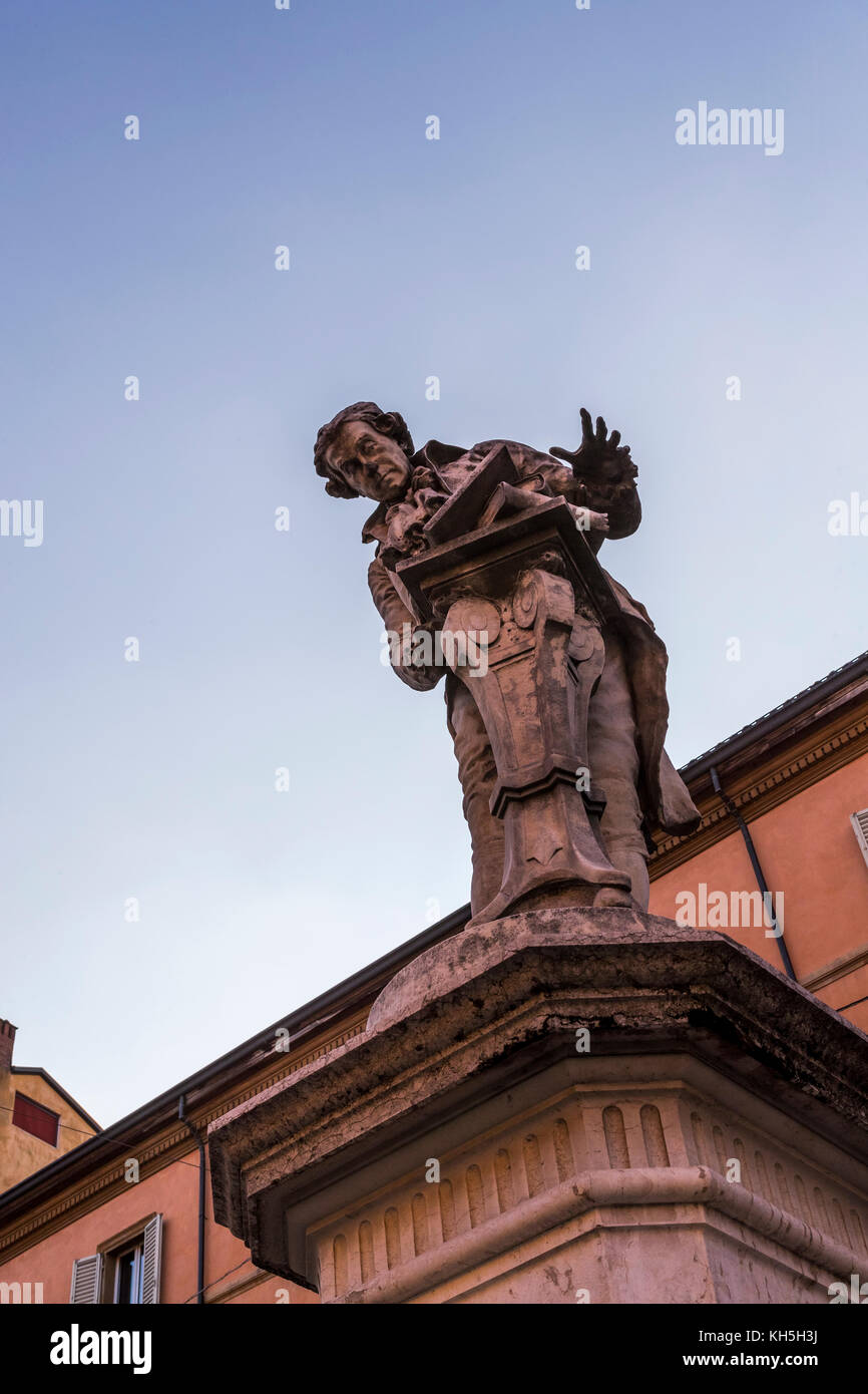 Statue of the scientist Galvanni in the piazza named after him. Bologna ...