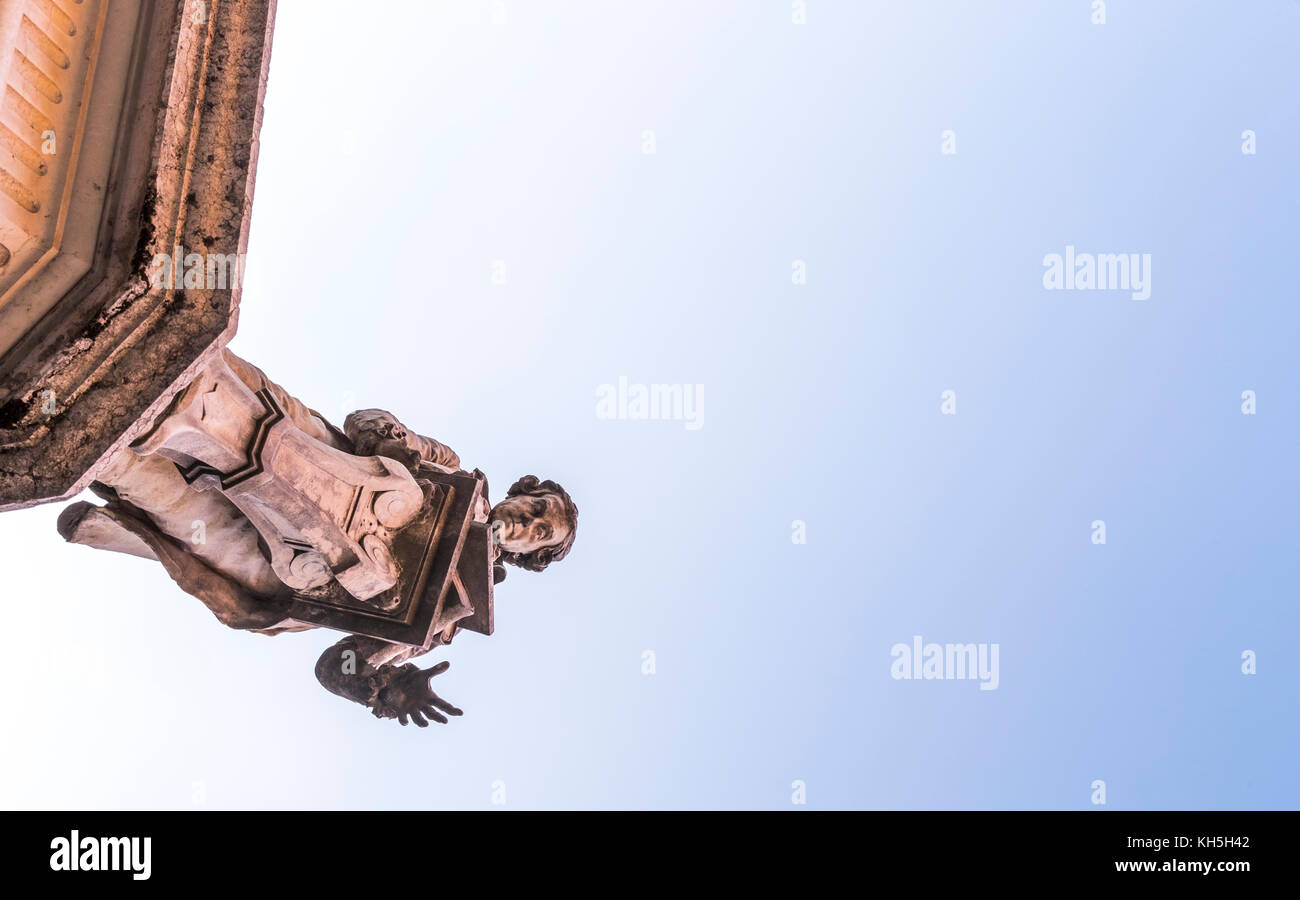 Statue of the scientist Galvanni in the piazza named after him. Bologna ...