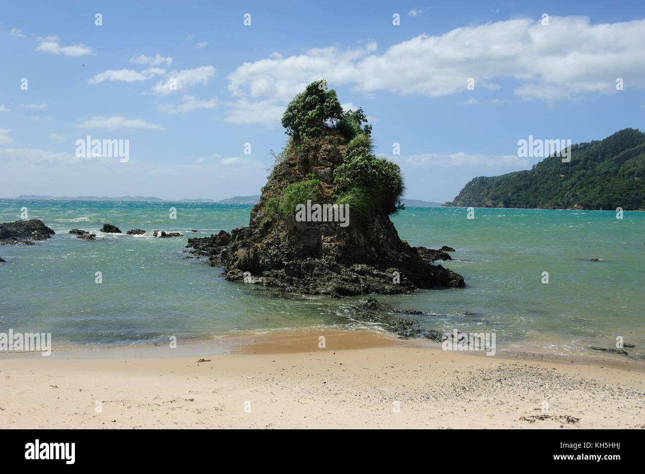 Lonely beach on the coastline of Northern Coromandel, North Island, New ...