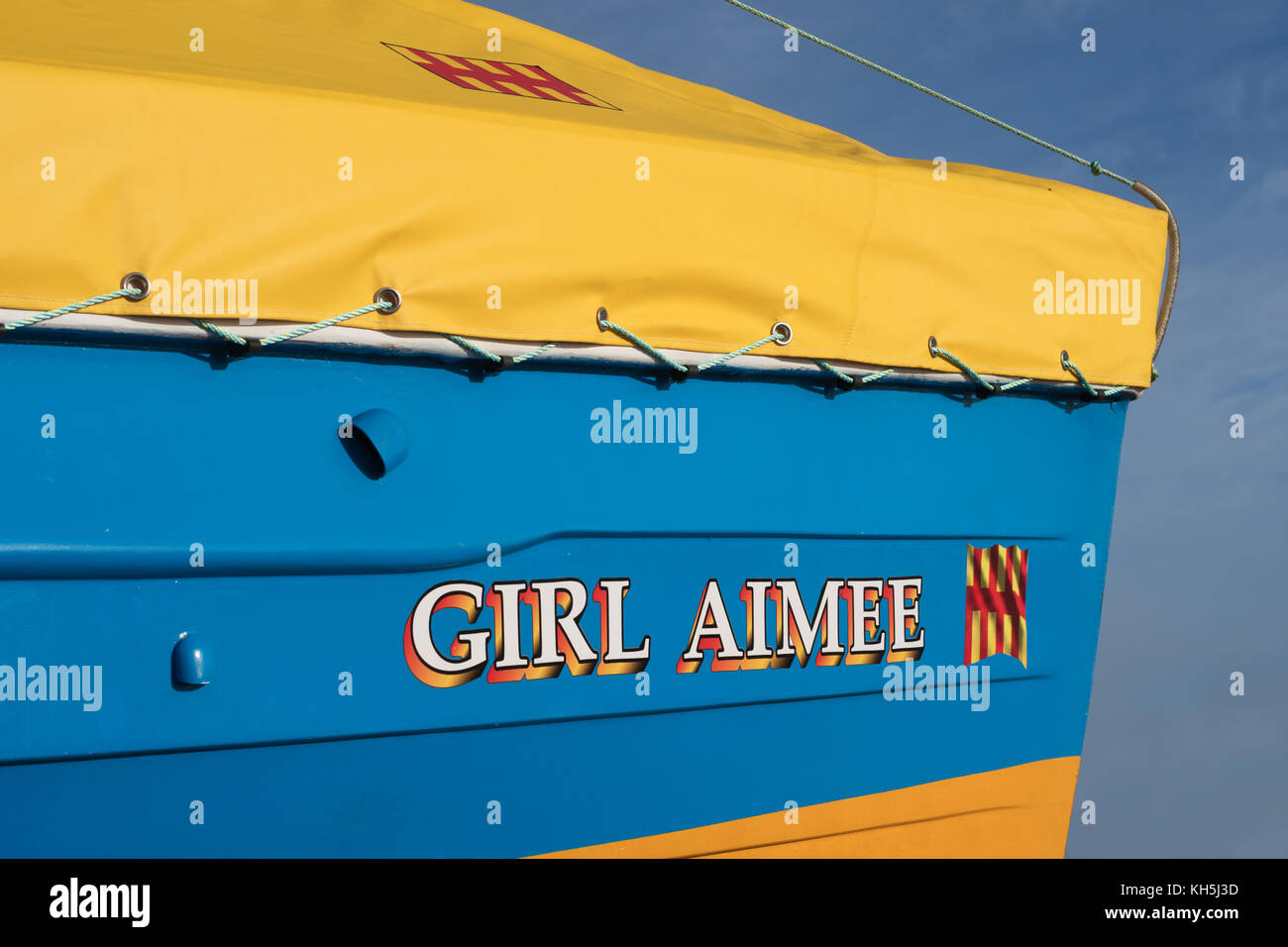 Close up of coble Girl Aimee, Newbiggin by the sea, Northumberland ...