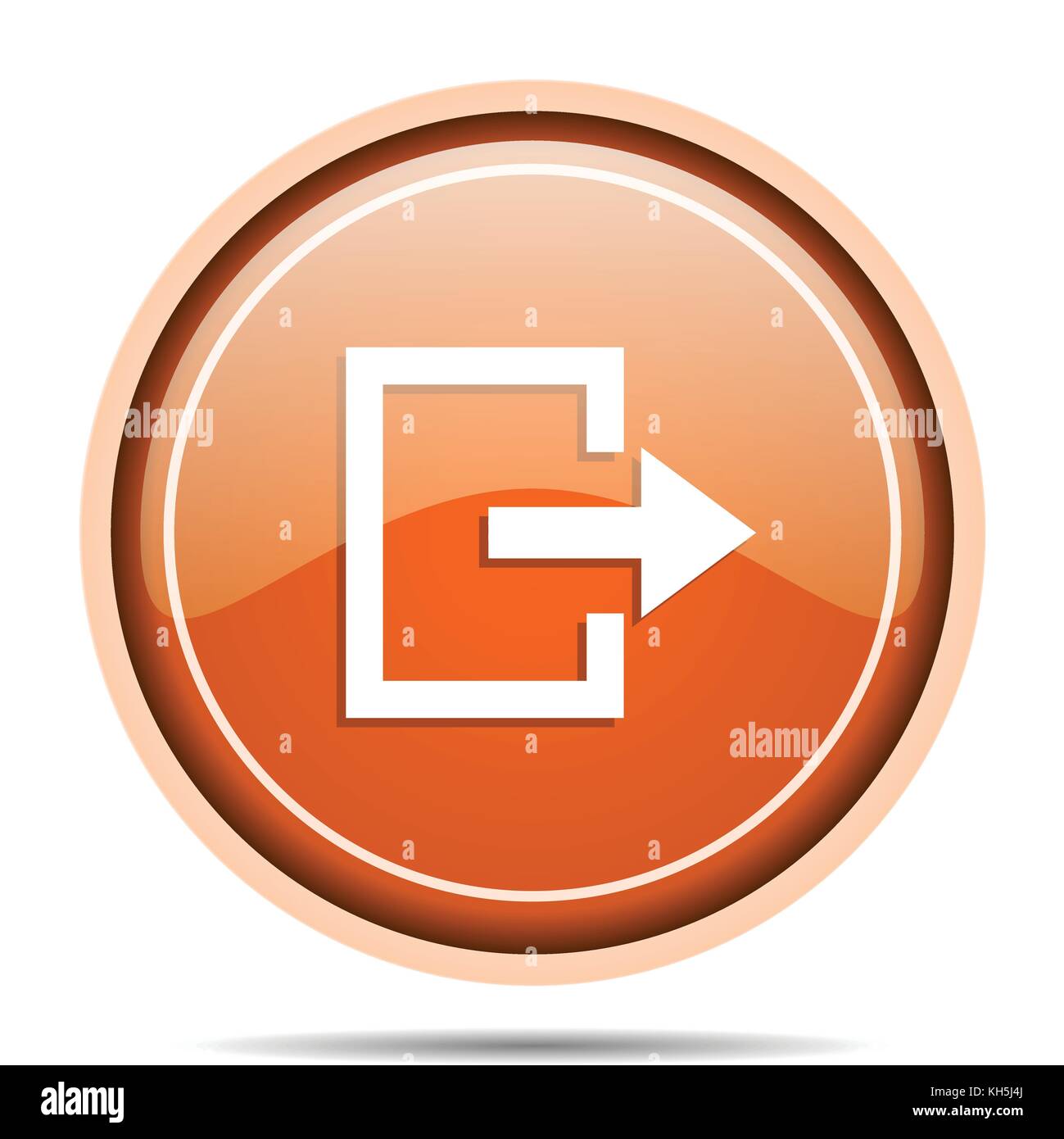 Exit orange round web and mobile phone vector icon in eps 10 on white ...