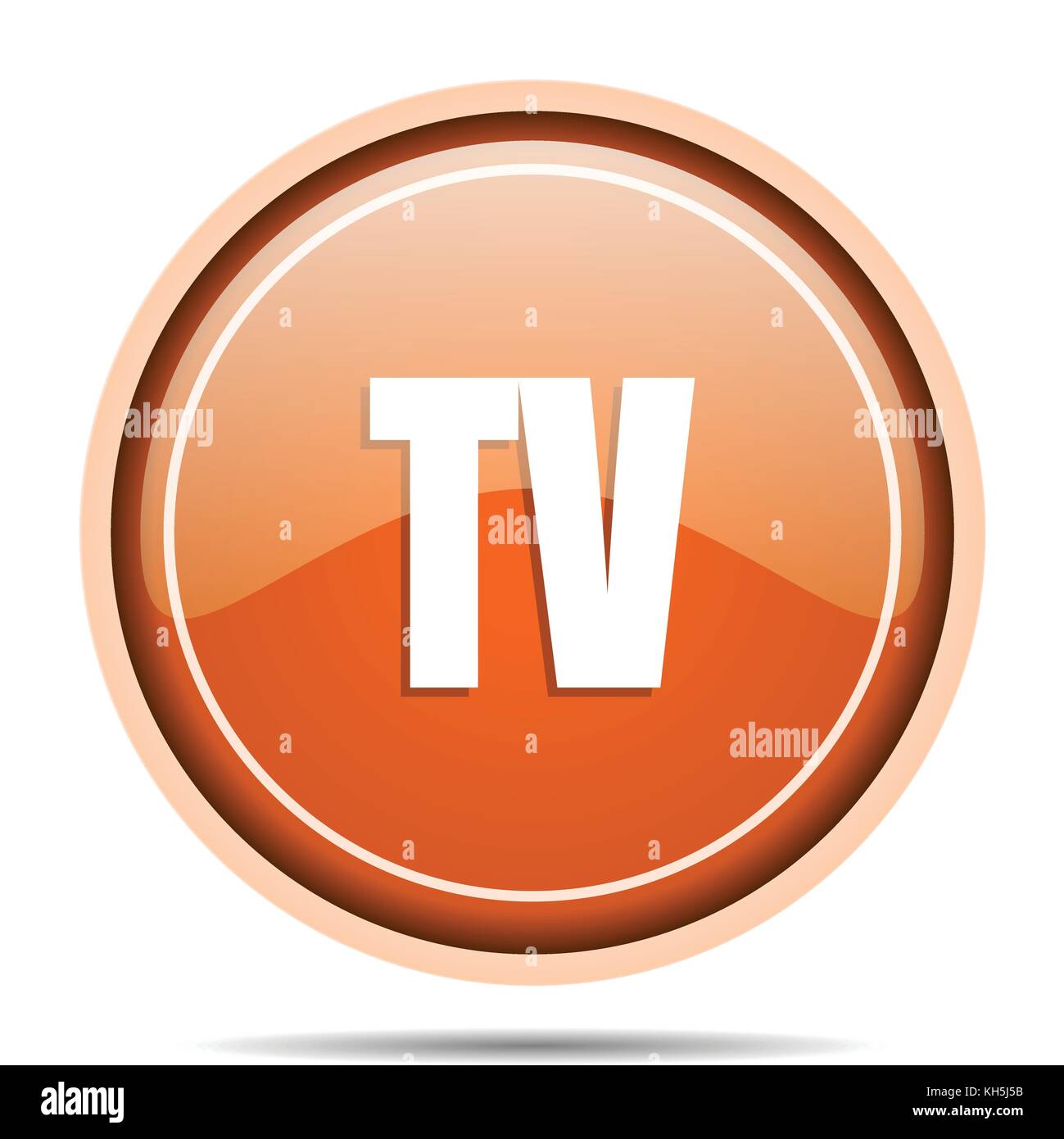 Tv orange round web and mobile phone vector icon in eps 10 on white ...