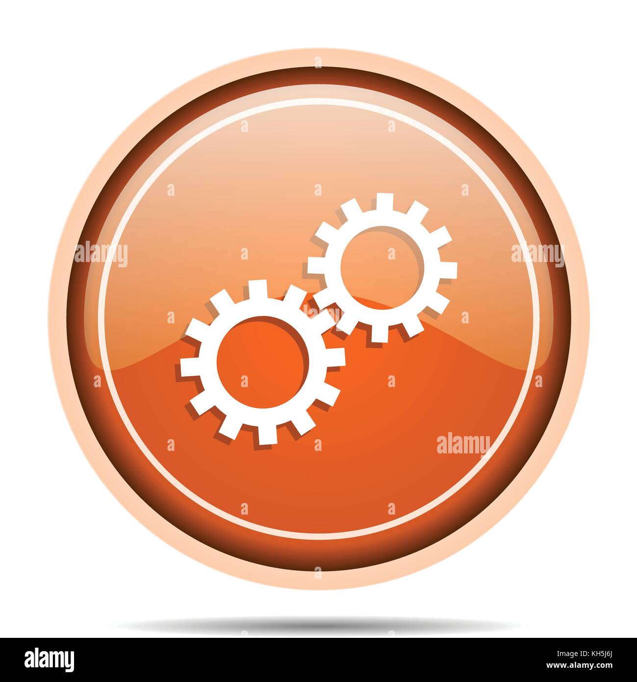 Gear orange round web and mobile phone vector icon in eps 10 on white ...