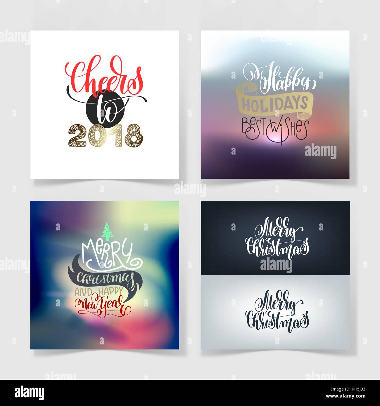set of merry christmas and happy new year 4 posters Stock Vector Image ...
