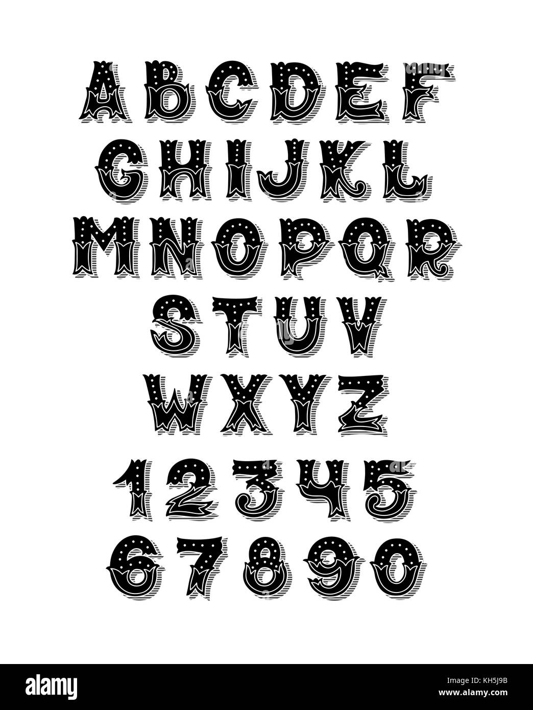 School cartoon style alphabet letters Black and White Stock Photos ...