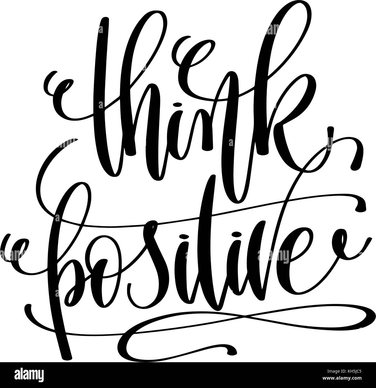 think positive hand lettering positive quote Stock Vector Image & Art ...